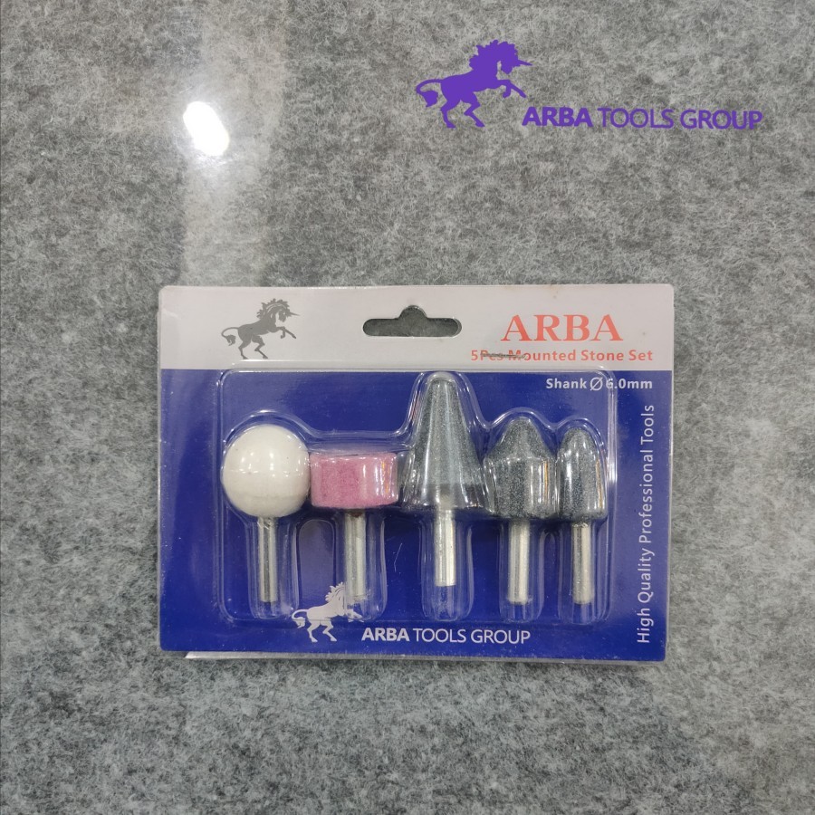 Jual ARBA Batu Osco Gerinda Jamur Set 5Pcs Mounted Stone Bor Tuner 6mm ...