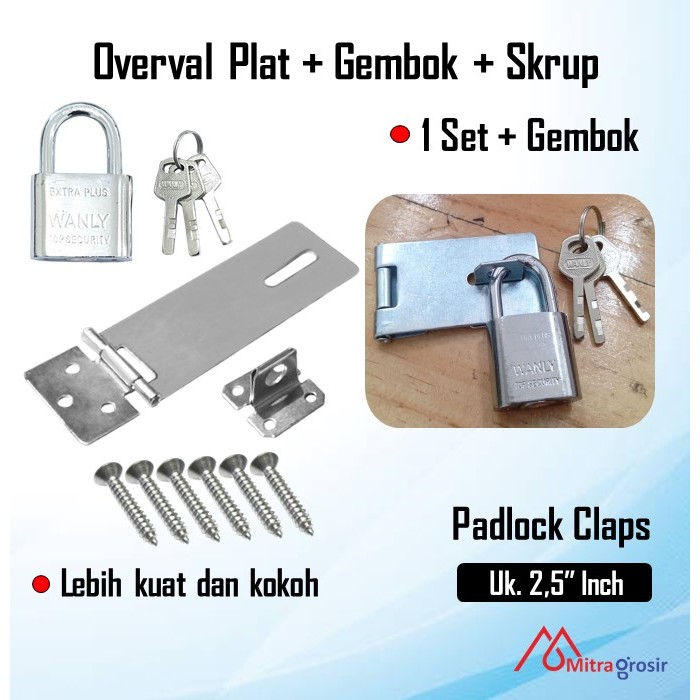 Jual 1 Set Overpale / Overval Kunci Engsel Gembok Galvanis Anti Karat ...