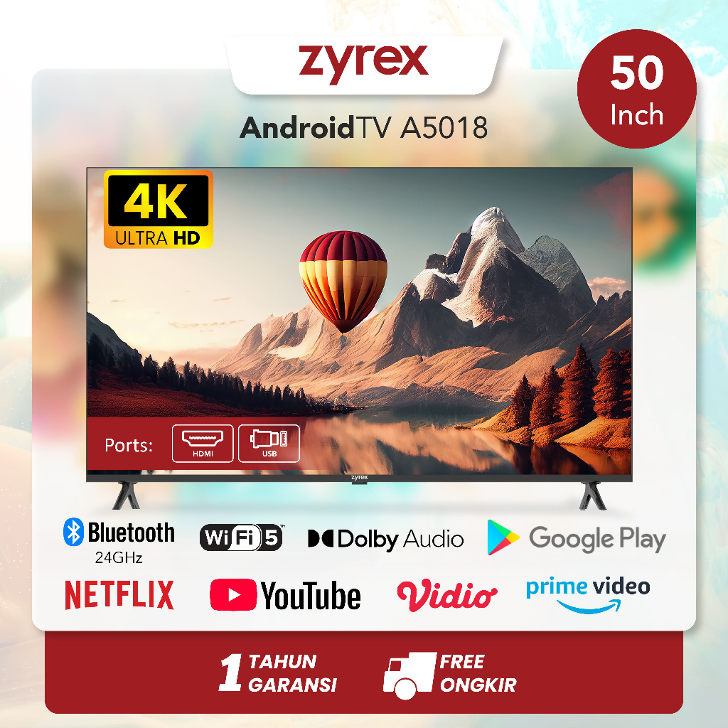 Jual ZYREX SMART TV A5018 ANDROID OS 50 INCH GARANSI RESMI 1 TAHUN | Shopee Indonesia