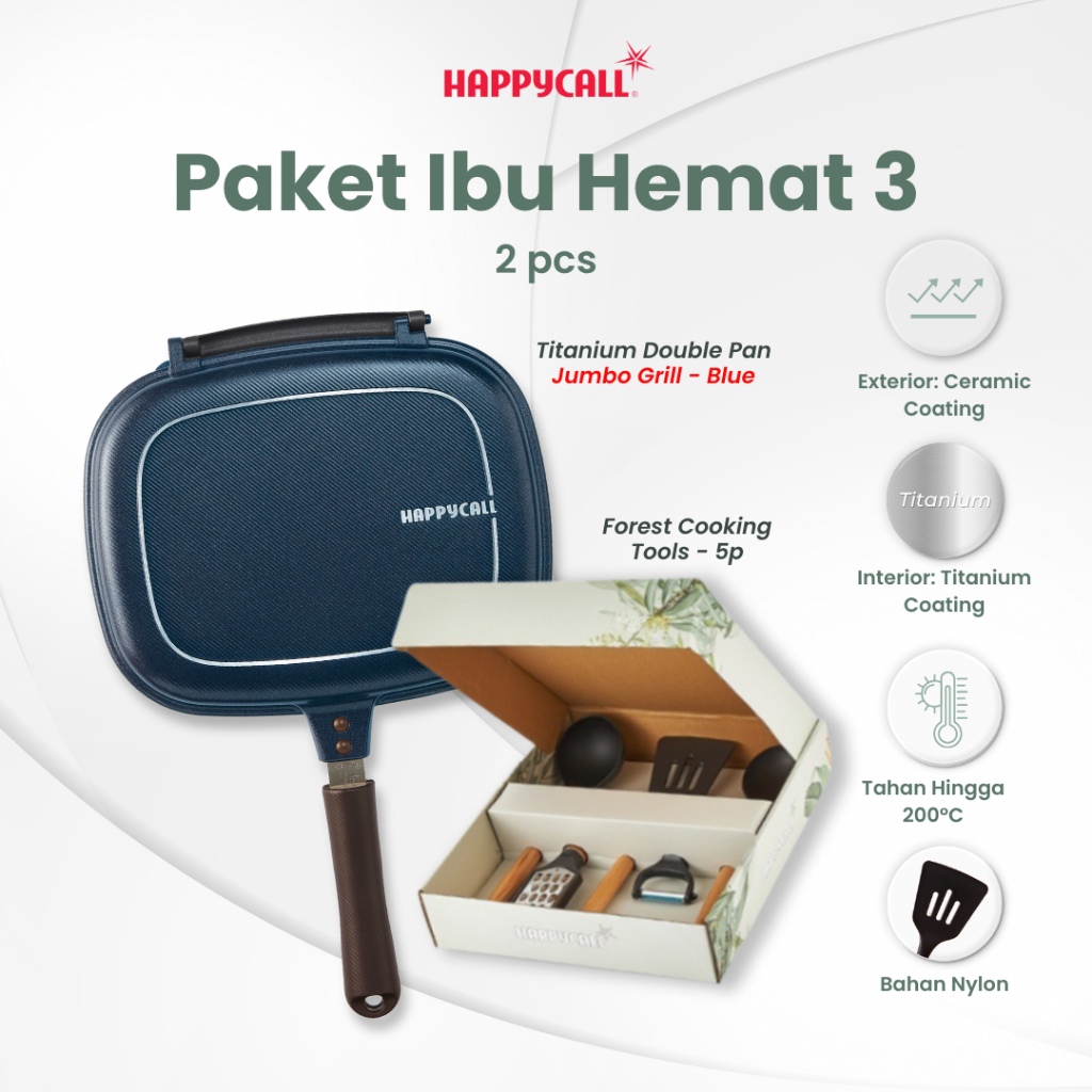 Jual Happycall Masak di Rumah 2 Pcs Set (Double Pan Jumbo Grill_Blue ...