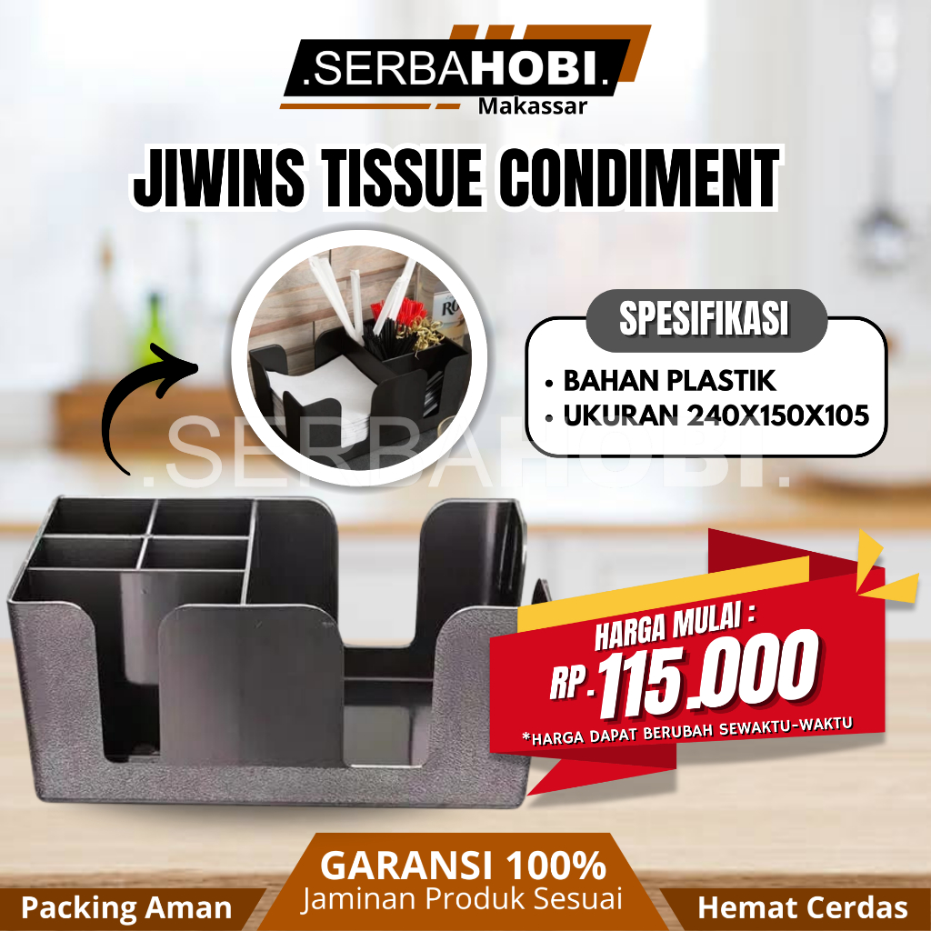 Jual Jiwins Tissue Condiment Box Bar Caddy Tempat Tissue Rak Serbaguna ...