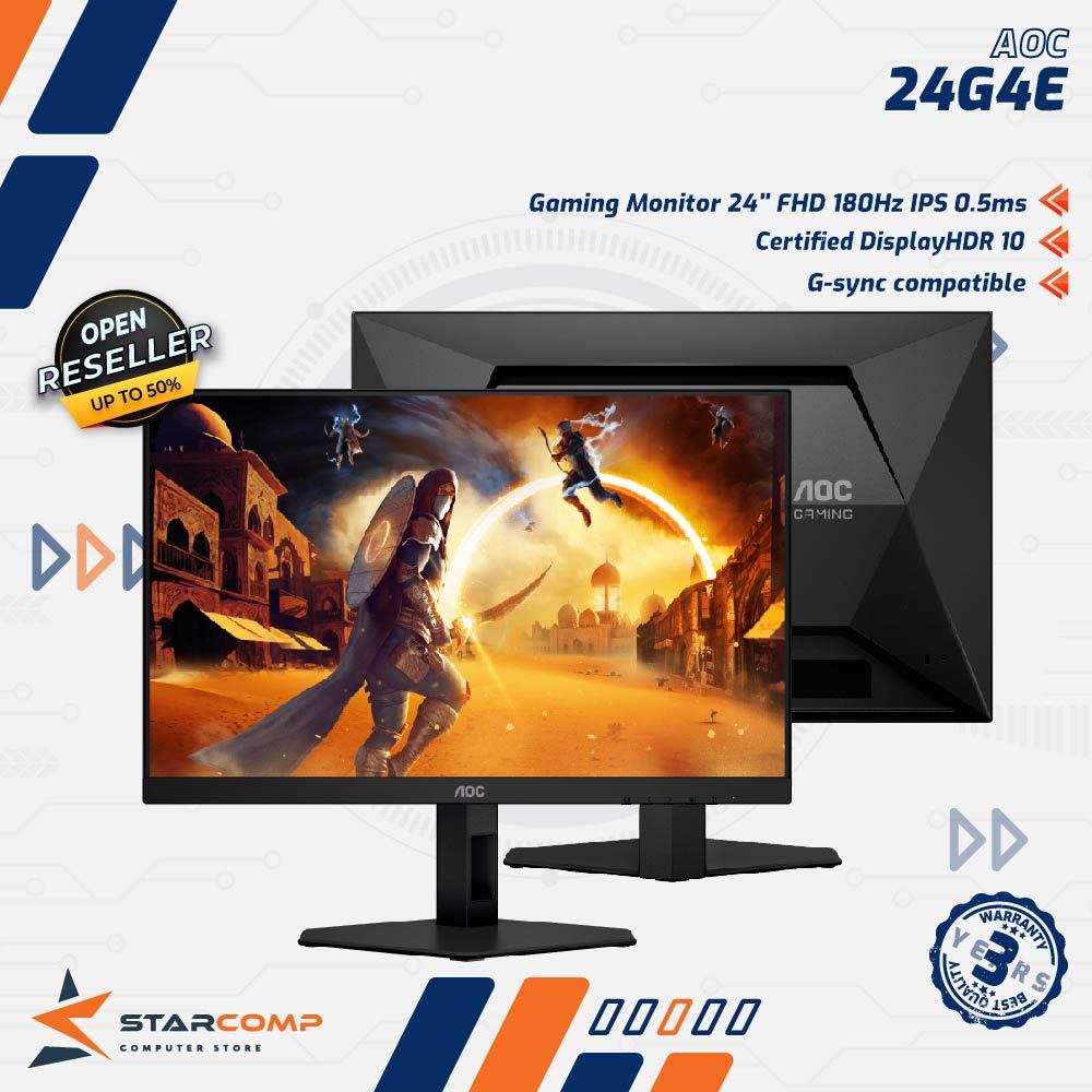Jual AOC 24G4E Monitor LED 24" IPS 180Hz 0.5ms FHD HDR10 Monitor Gaming ...