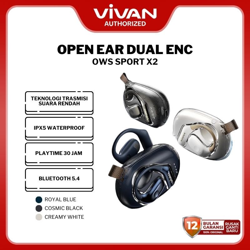 Jual VIVAN SPORT X2 OWS Open Ear True Wireless Earbuds IPX5 Dual ENC ...