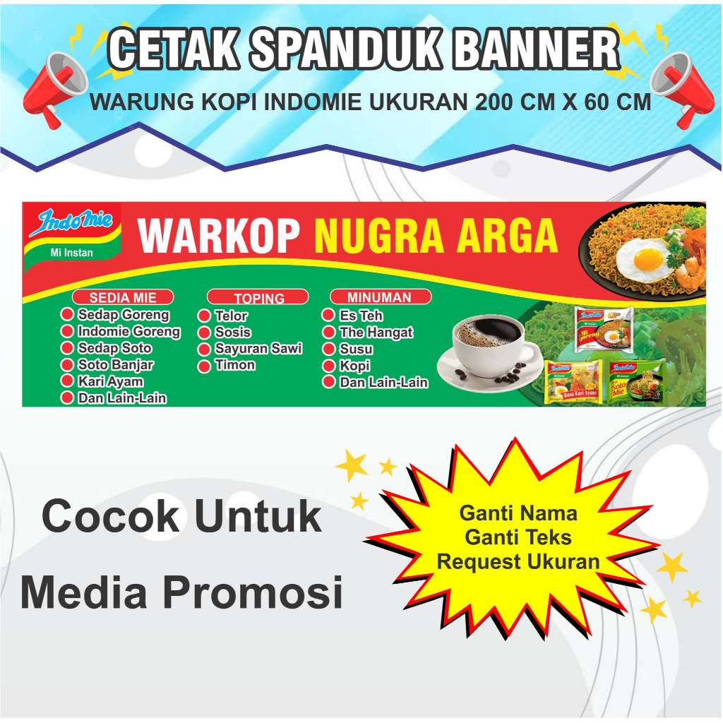 Jual SPANDUK BANNER WARUNG KOPI WARUNG INDOMIE MURAH TERJANGKAU ...