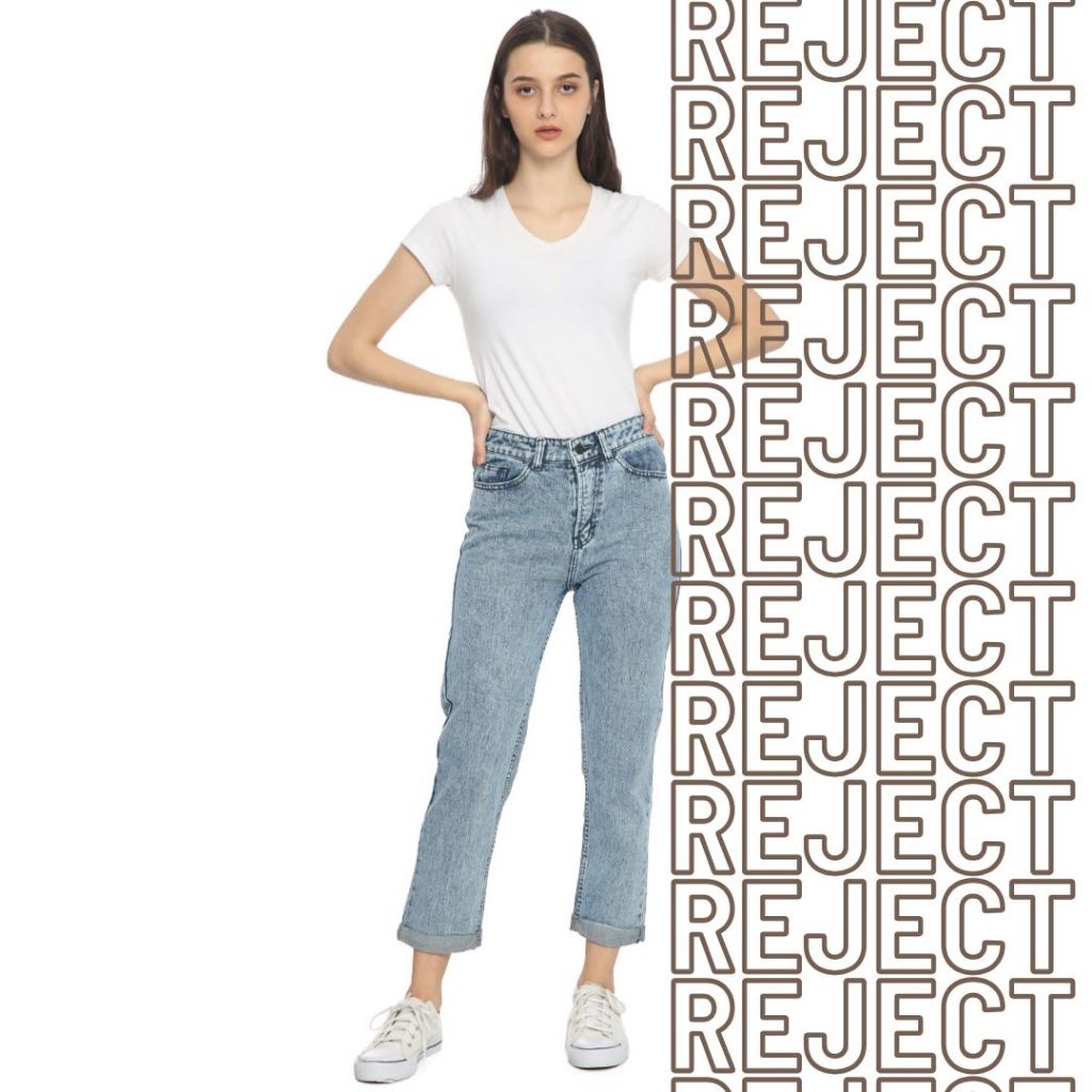 Jual NUBER Boyfriend REJECT Highwaist Jeans ERICA Snow White Black ...