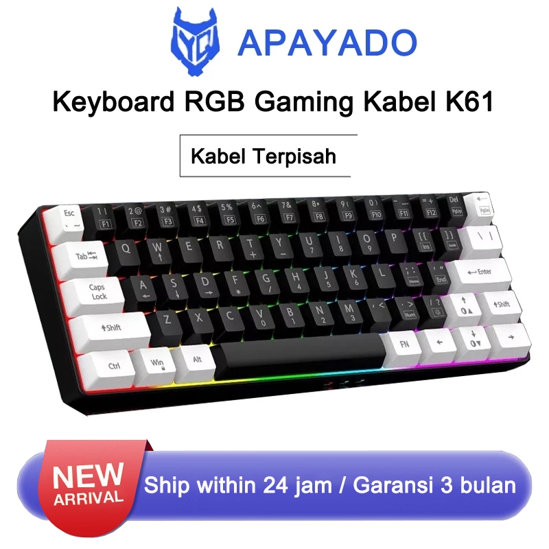 Jual Keyboard Gaming Kabel APAYADO K61 Dengan Lampu RGB / 61 Keys Wired ...