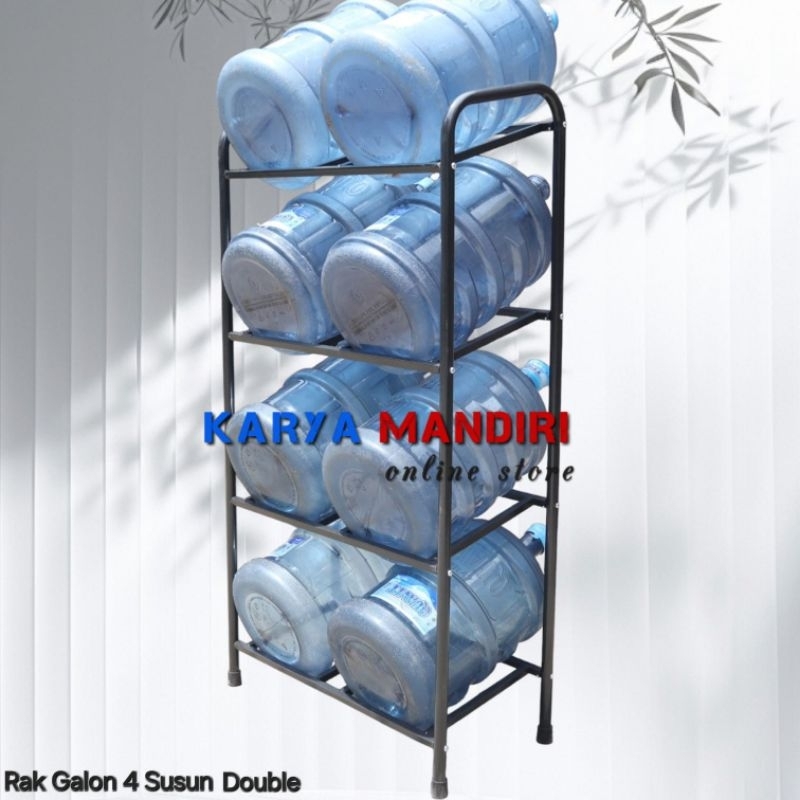 Jual Rak Galon 4 Susun Double Besi Kuat Dan Kokoh Hitam | Shopee Indonesia