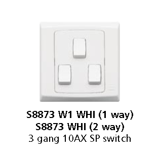 Jual MK S8873 W1 Whi (1 Way) | Saklar Triple | 3 Gang 10AX SP Switch ...