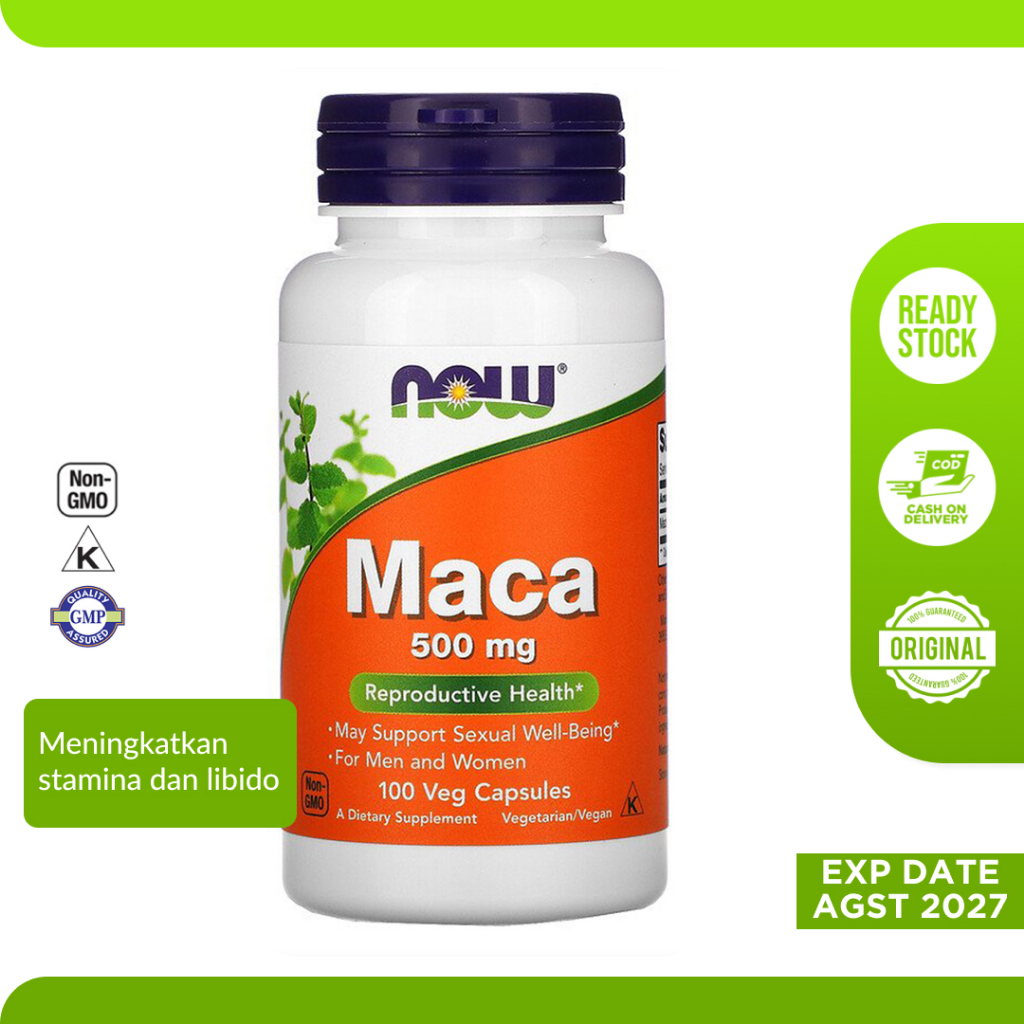 Jual Suplemen Vitamin Maca Now Foods 100 Vegetarian Capsule - Energi Vitalitas Stamina | Shopee ...