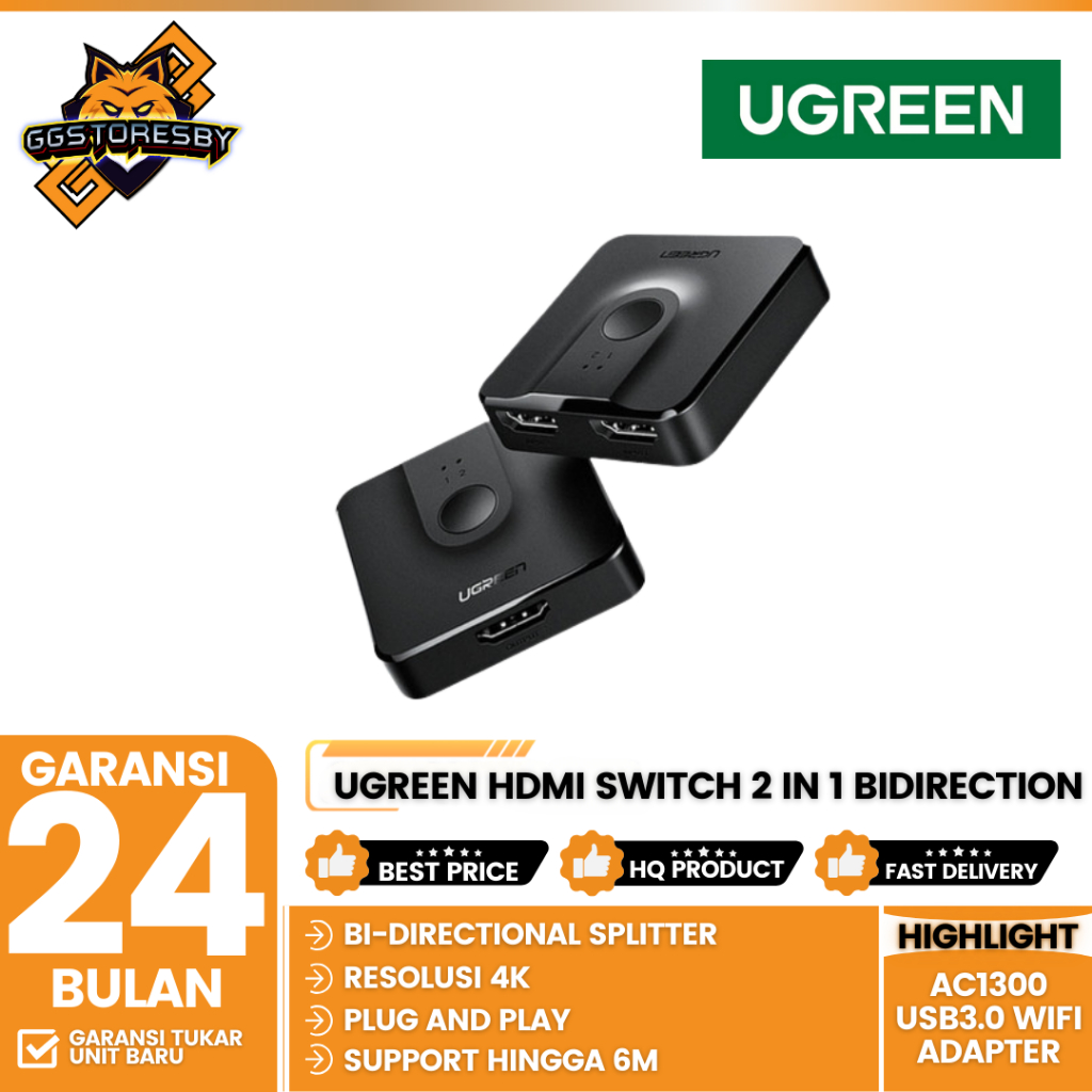 Jual Ugreen Hdmi Switcher 2 Input 1 Output Switch Selector 2 Port 4K In Out - 50966 | Shopee ...