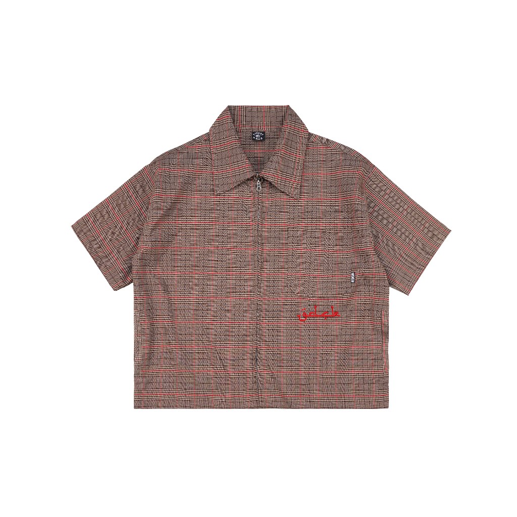 Jual GDCK Shirt Brown ARCHECK / Boxy Zip Shirt / Kemeja Pendek Coklat ...