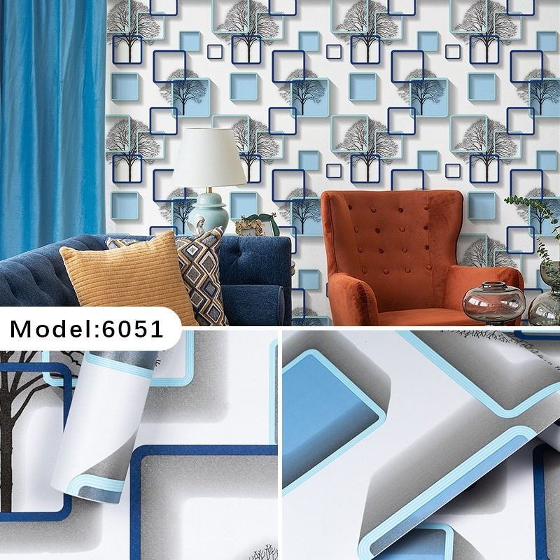 Jual Wallpaper Sticker Dinding Motif Kotak 3D Biru Ukuran Panjang 8 ...