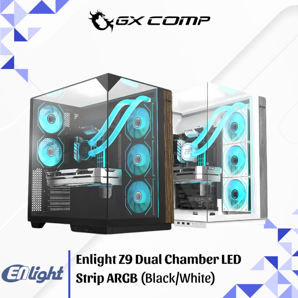 Jual Enlight Z9 Dual Chamber LED Strip ARGB | Casing PC ATX | Case CPU Gaming - Black / White ...
