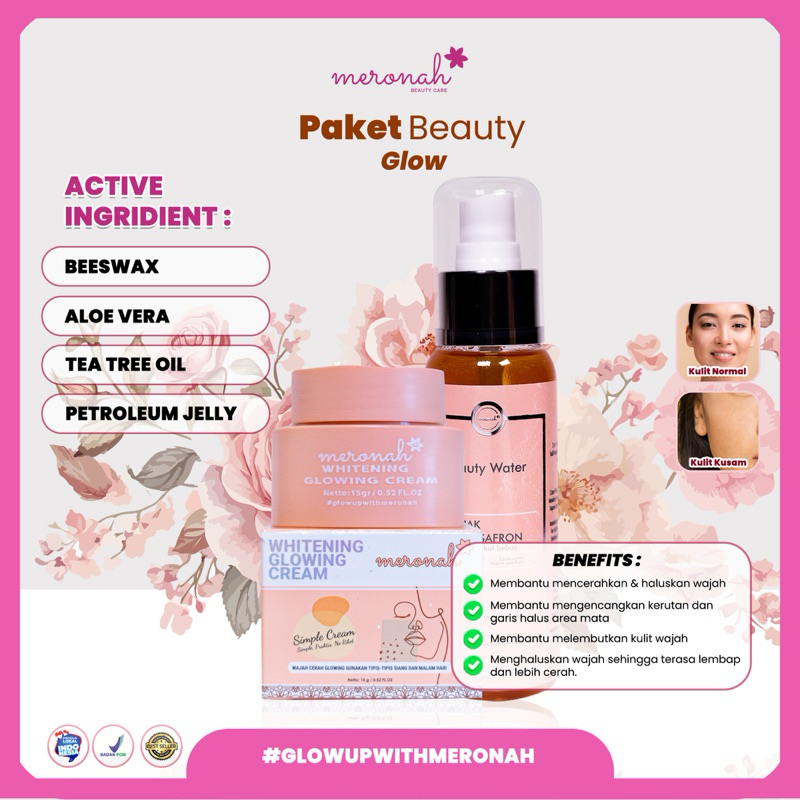 Jual Meronah Paket Beauty Cream & Water 3X Extra Whitening / Skincare ...