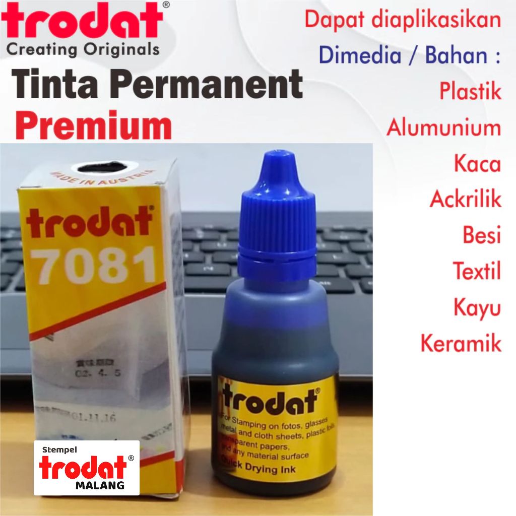 Jual Tinta Trodat 7081 Blue BIRU, Tinta Permanen Untuk plastik, gelas , kertas foto, kertas ...