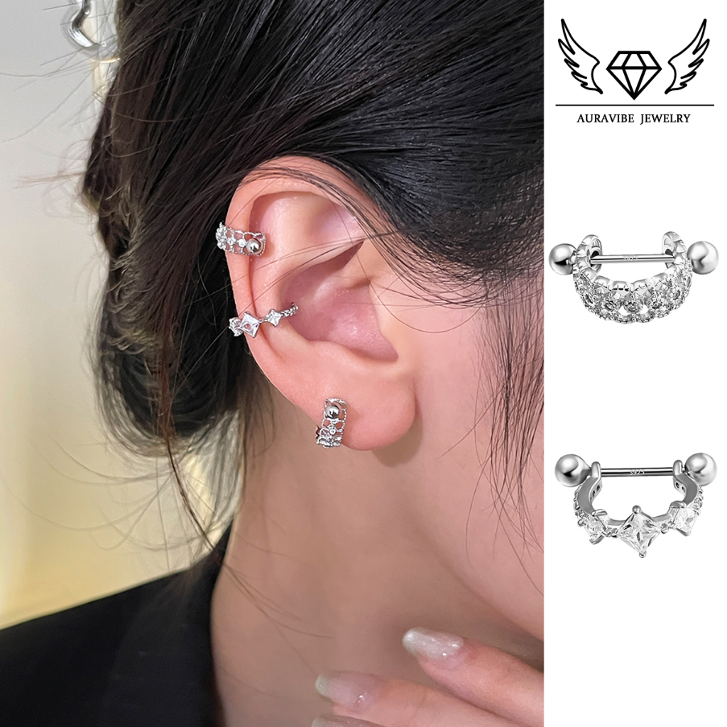 Jual 925 Perak Anting perak dengan desain renda dan pengunci , cocok ...