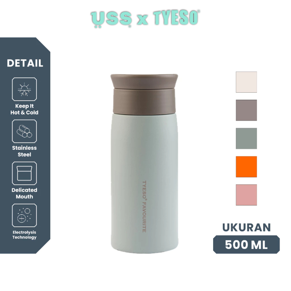 Jual USS x Tyeso Tumbler Botol Minum Thermos Portable 500ml Tahan Panas 12jam Tahan Dingin 24jam ...