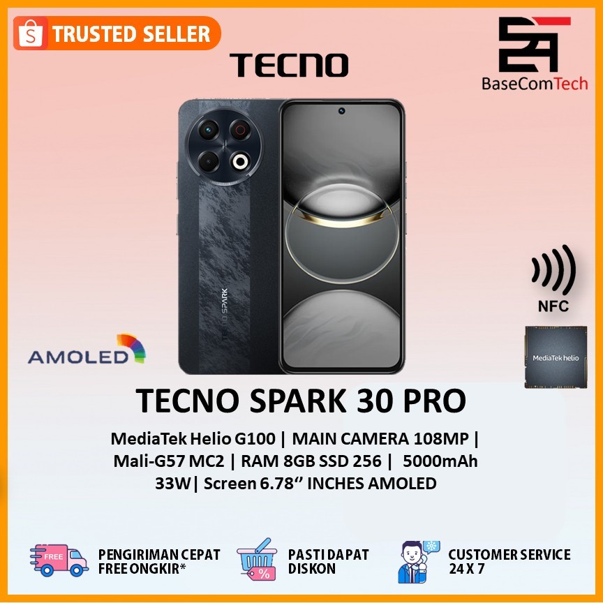 Jual Tecno Spark 30 Pro | MediaTek Helio G100 | 8/256 | UFS 2.2 | 6.78 Inch AMOLED FHD+ 120hz ...