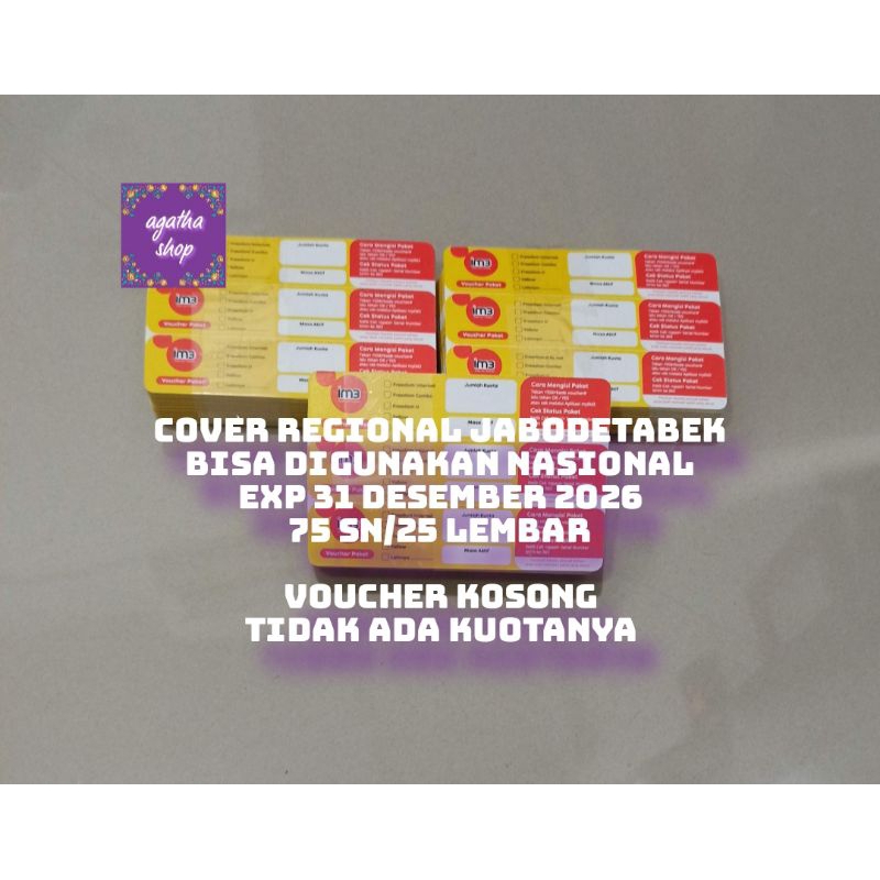 Jual VOUCHER ZERO INDOSAT KOSONG IM3 PER 75 SN/25 LEMBAR | Shopee Indonesia