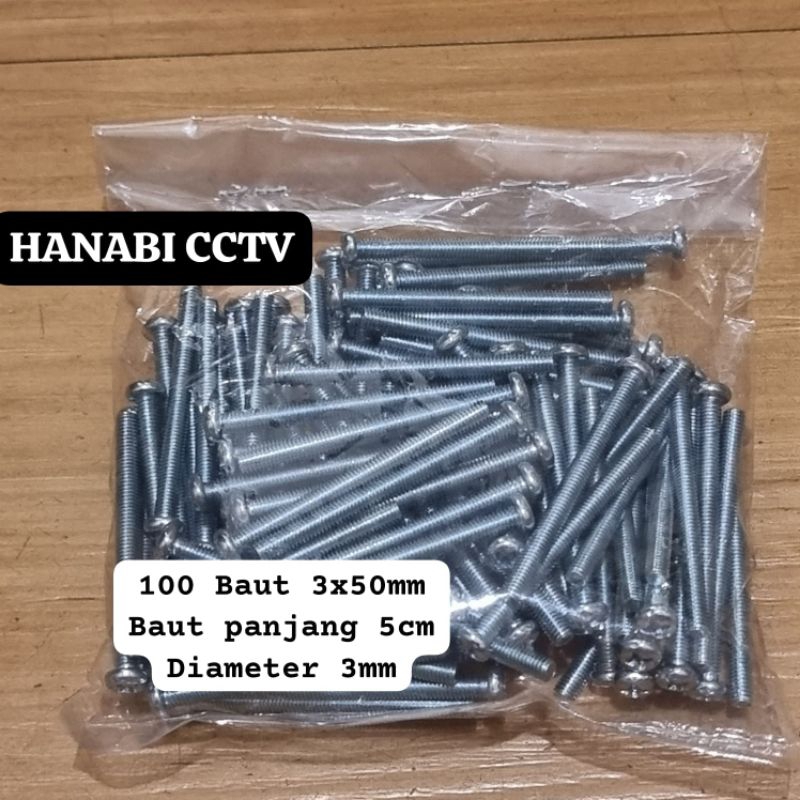 Jual 100 Baut 3X50mm Baut JP M3 x Panjang 5cm Diameter 3mm | Shopee Indonesia