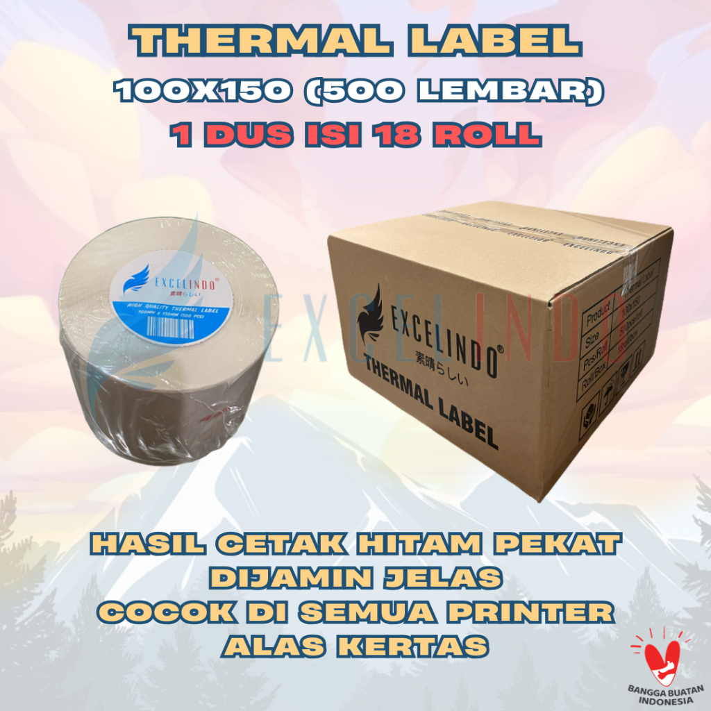 Jual (1 DUS/ISI 18 PCS) Thermal Sticker / Thermal Label 100x150 (250 ...