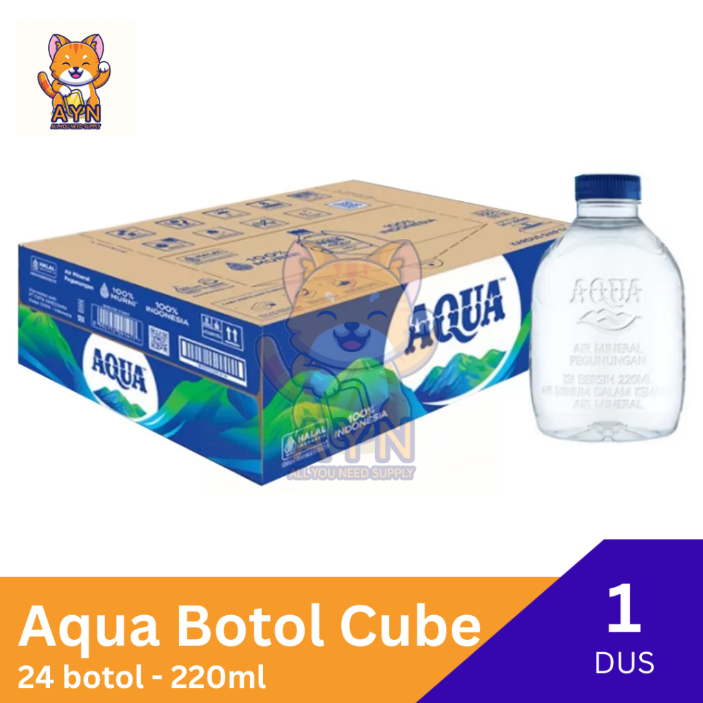 Jual Aqua Botol Imut Cube 220ml [ 1dus isi 24 botol ] | Shopee Indonesia
