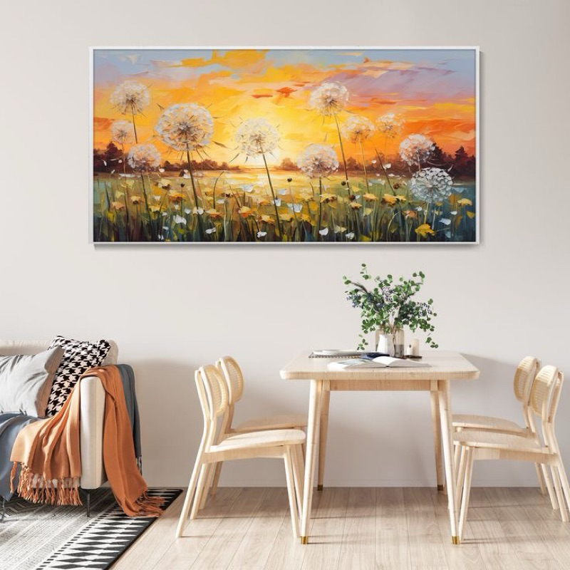 Jual Lukisan dinding minimalis senja bunga dandelion untuk hiasan ...