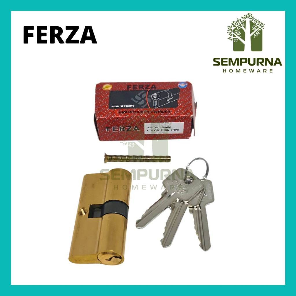 Jual SILINDER KUNCI KUNINGAN FERZA CYLINDER KUNCI RUMAH ANAK KUNCI 60 ...