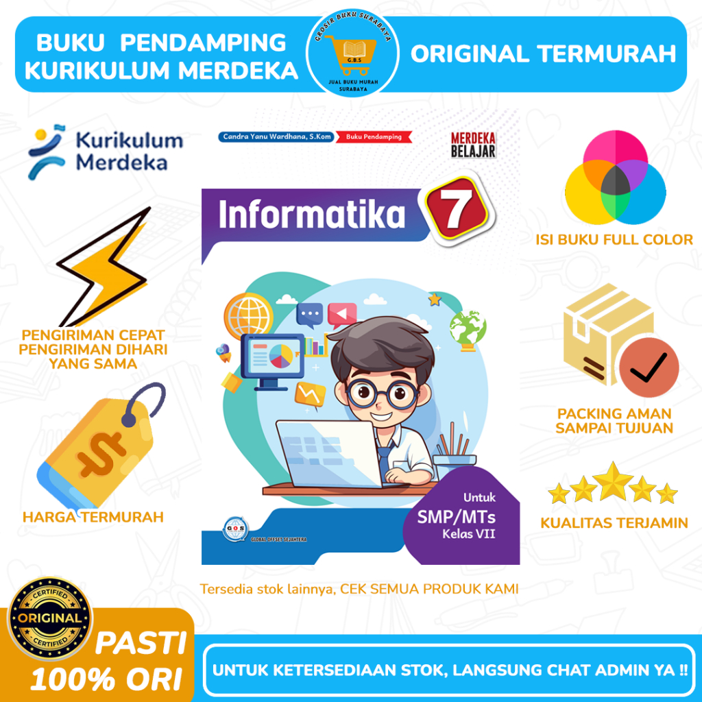 Jual Buku Pendamping Siswa Informatika Kelas 7 SMP - Kurikulum Merdeka - Penerbit Global Offset ...