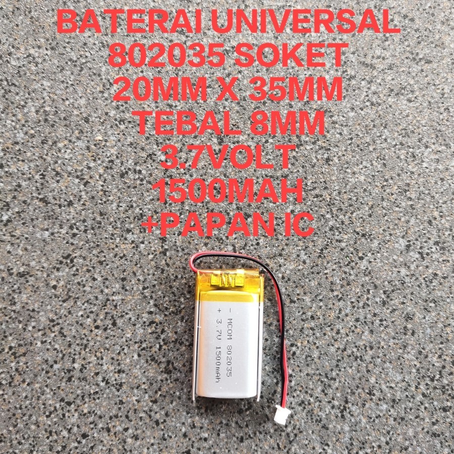 Jual BATERAI ELEKTRONIK 802035 UKURAN 20mm x 35mm MODEL SOKET BATTERY UNIVERSAL | Shopee Indonesia