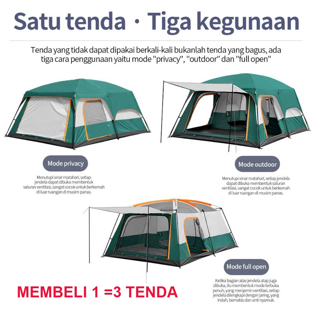 Jual JOY Tenda Camping Outdoor 2 Ruangan Tenda Glamping Waterproof ...
