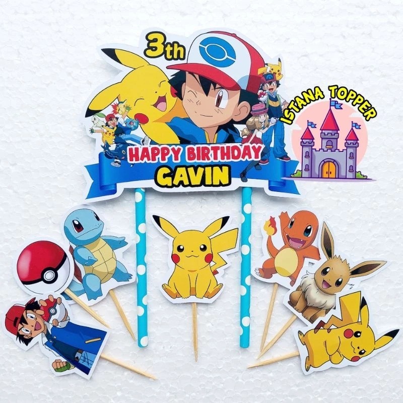 Jual Topper Cake CUSTOM Tema Pokemon, Moana, Squid Game Dan Minion ...