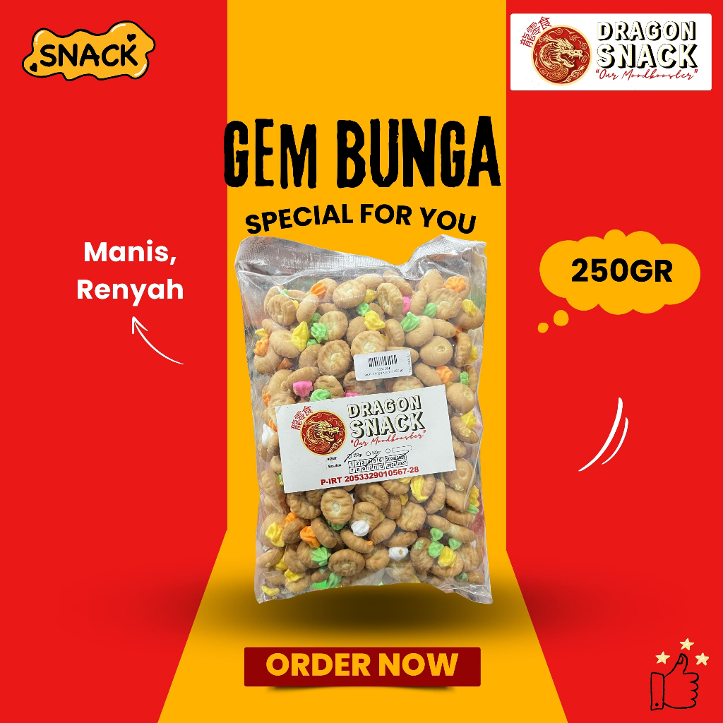 Jual SNACK GEM BUNGA MASA KECIL 250GR (DRAGON SNACK) | Shopee Indonesia