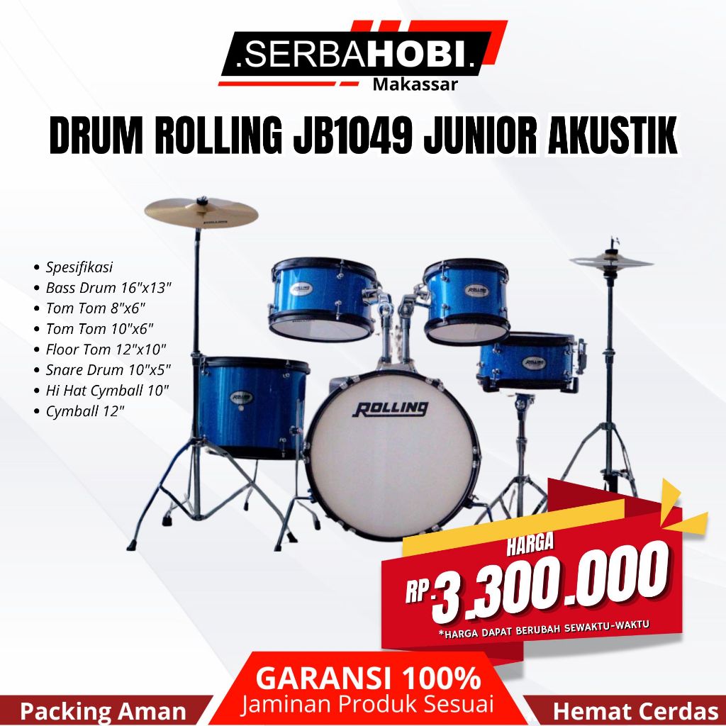 Jual Drum Set Akustik Rolling JB1049 Junior Harga Murah | Shopee Indonesia