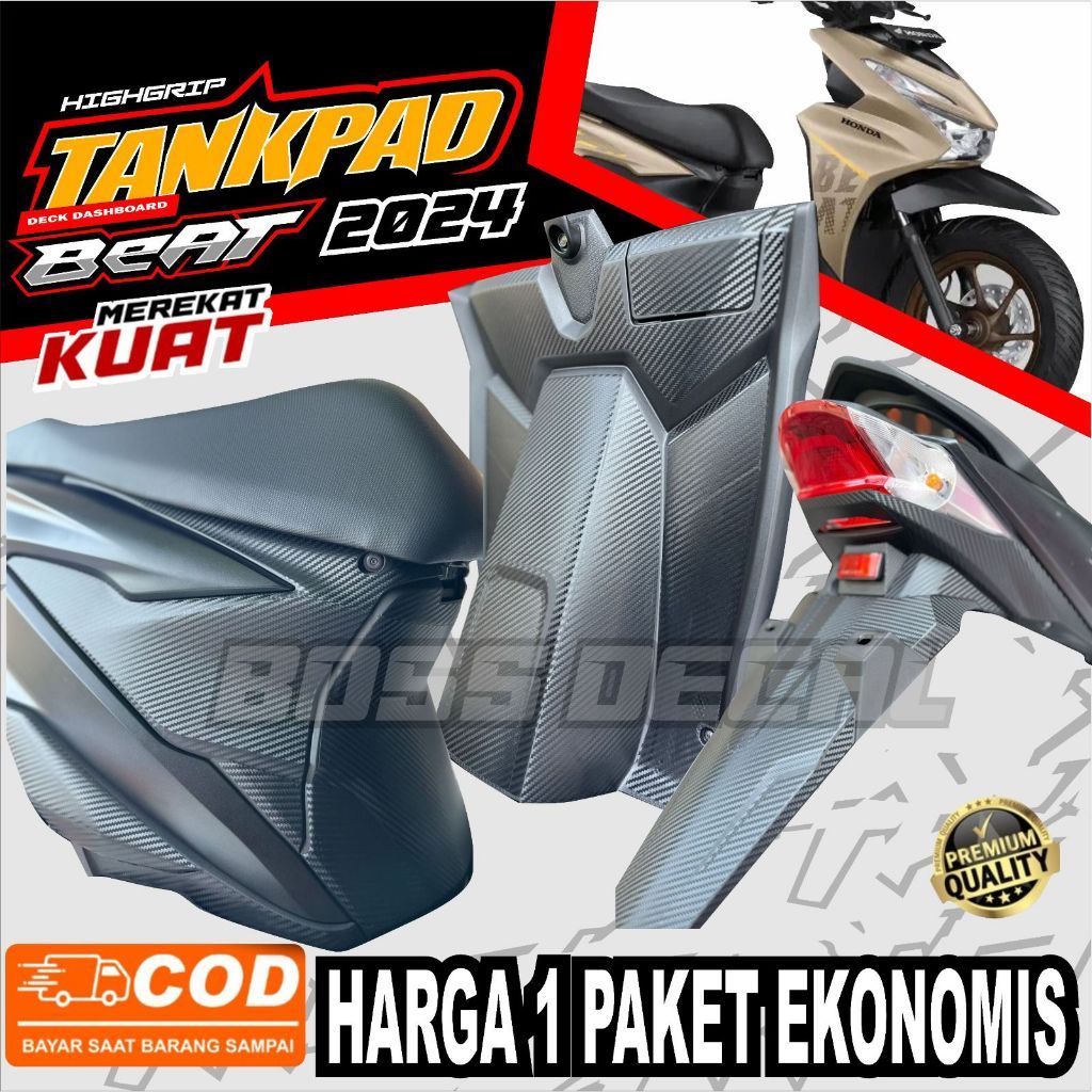 Jual PAKET KOMPLIT STICKER STRIPING CARBON 3D PELINDUNG DASHBOARD BEAT ...