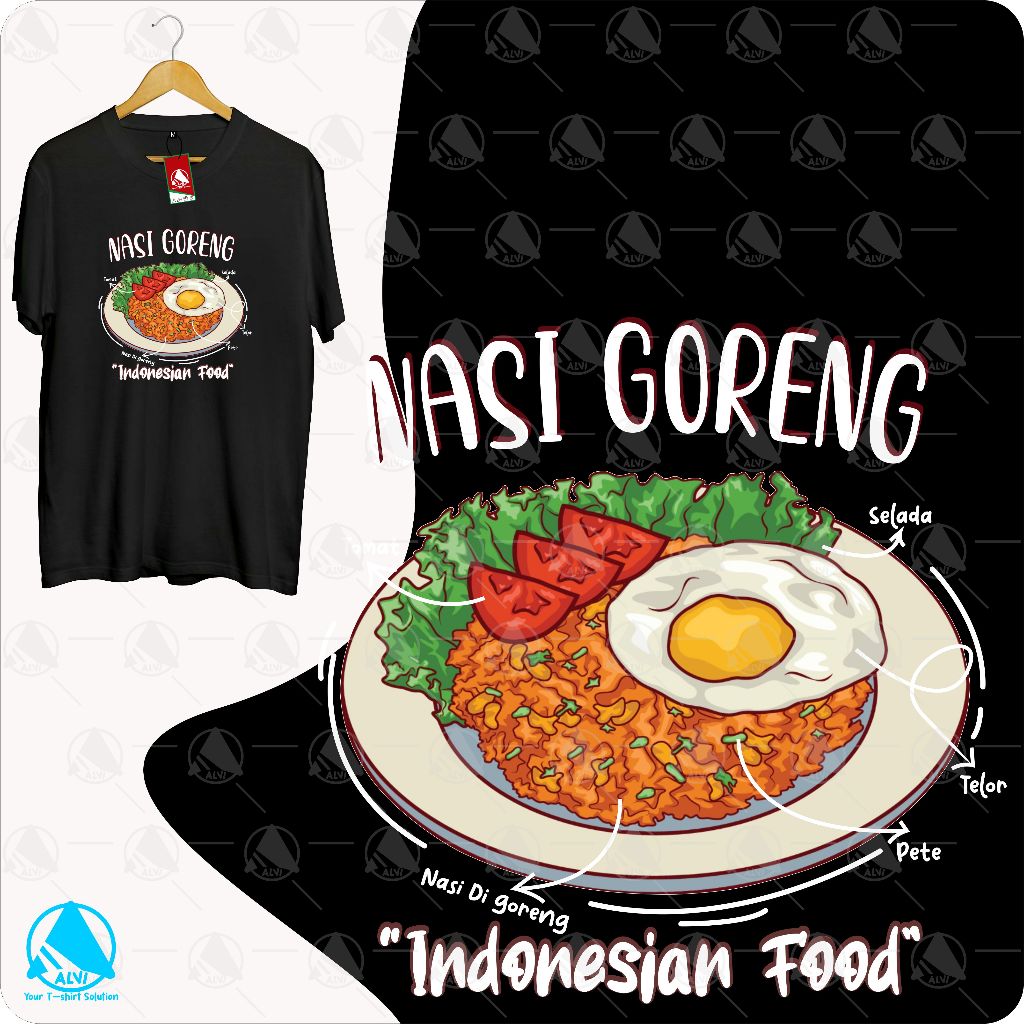 Jual KAOS DISTRO INDONESIAN FOOD NASI GORENG MAKANAN INDONESIA KAOS ...