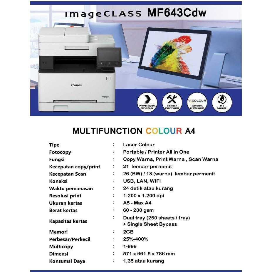 Jual Mesin Printer Laser Canon MF 643CDW Colour | Shopee Indonesia