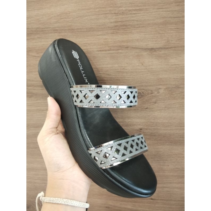 Jual SANDAL WEDGES WANITA/SANDAL ASLI KULIT POLLUX DQ67 | Shopee Indonesia