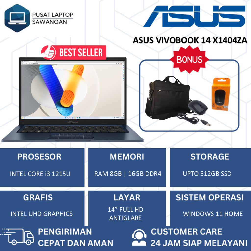 Jual ASUS Vivobook 14 X1404ZA Intel i3 1215U RAM 16GB 512GB SSD 14 FHD Win11 Home Original ...