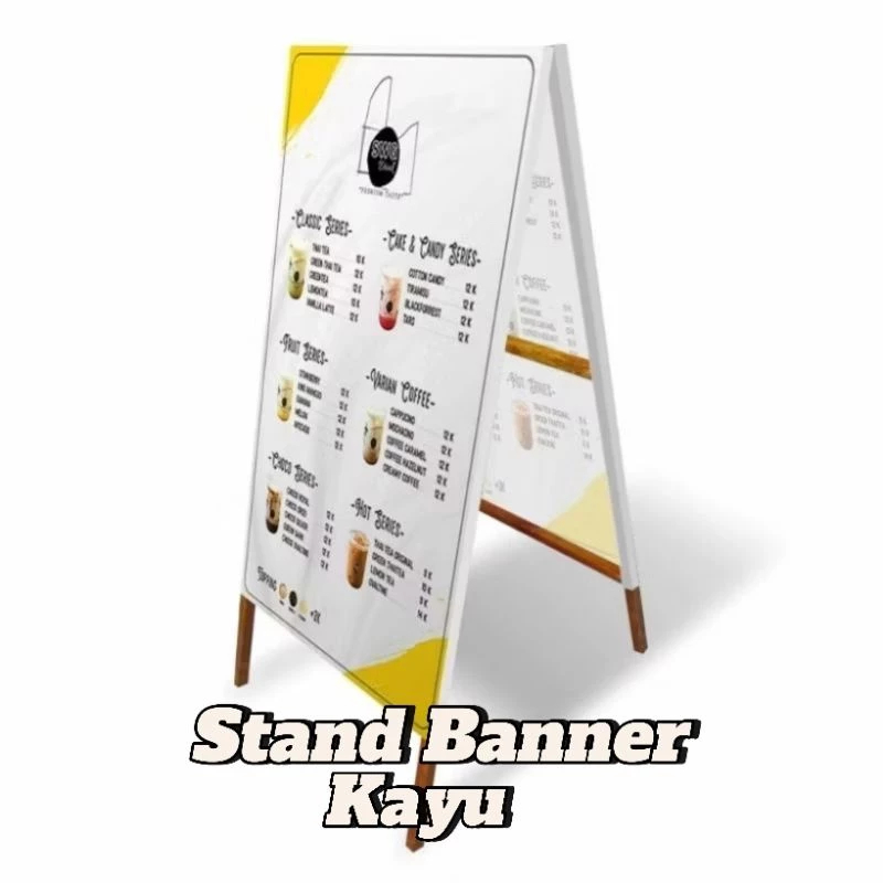 Jual Rangka banner kayu / Standing banner kayu lipat dua sisi Tinggi ...