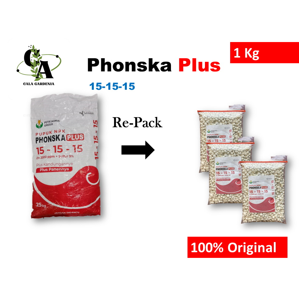 Jual PUPUK NPK PHONSKA PLUS 15 15 15 REPACK 1 KG ORIGINAL PENYUBUR ...