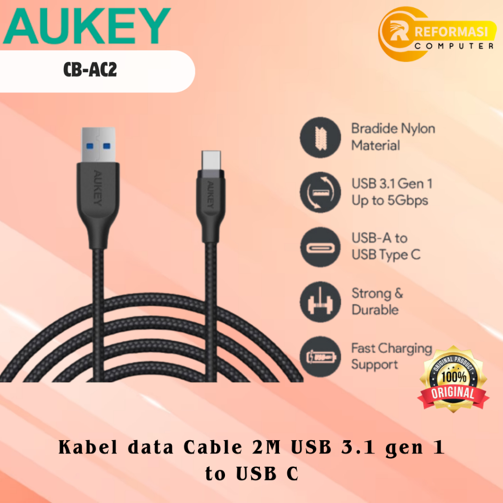 Jual AUKEY Kabel data Aukey Cable CB-AC2 2M USB 3.1 gen 1 to USB C ...