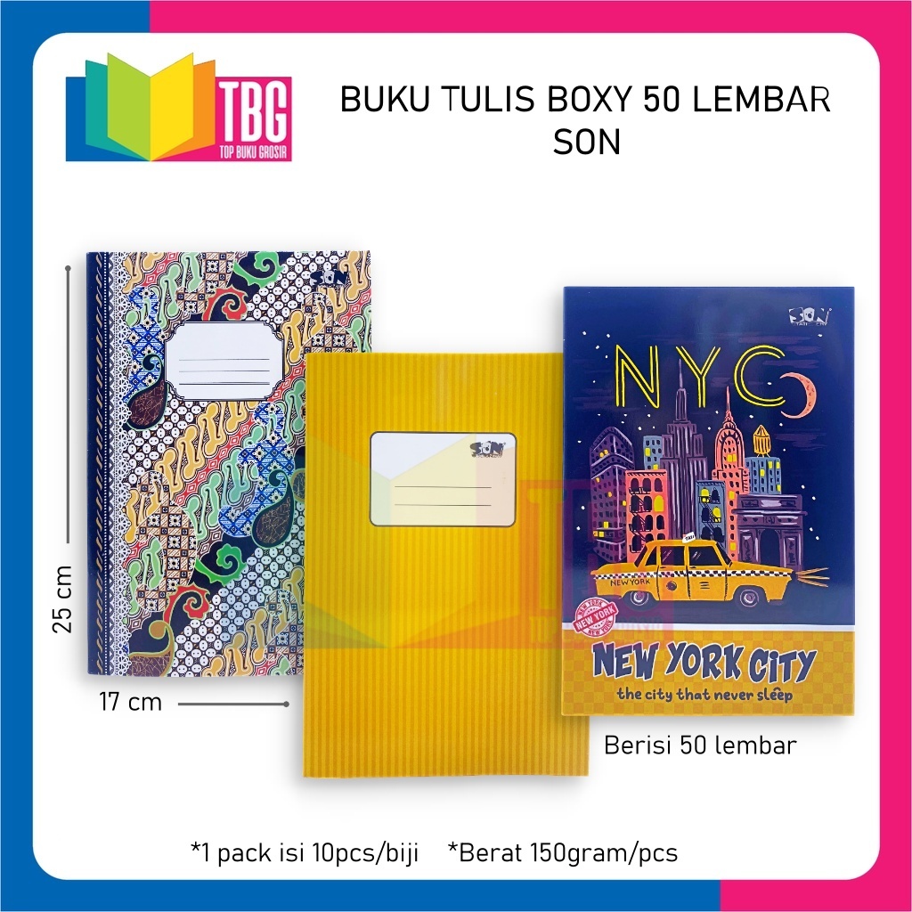 Jual 1 PCS BUKU TULIS BOXY 50 LEMBAR SON BUKU CATATAN SEKOLAH NOTEBOOK ...