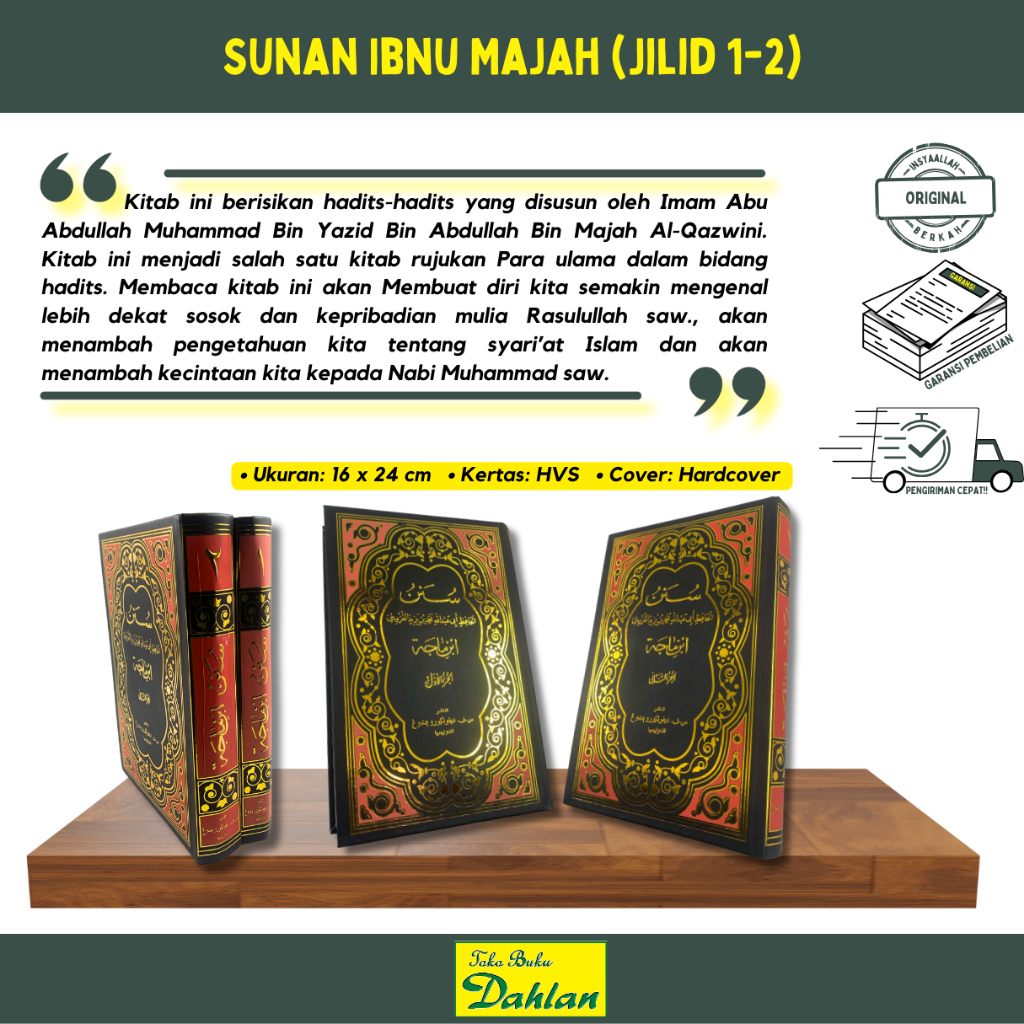 Jual SUNAN IBNU MAJAH 2 JILID, HVS HARDCOVER, Imam Abu Abdullah Muhammad Bin Yazid Bin Abdullah ...