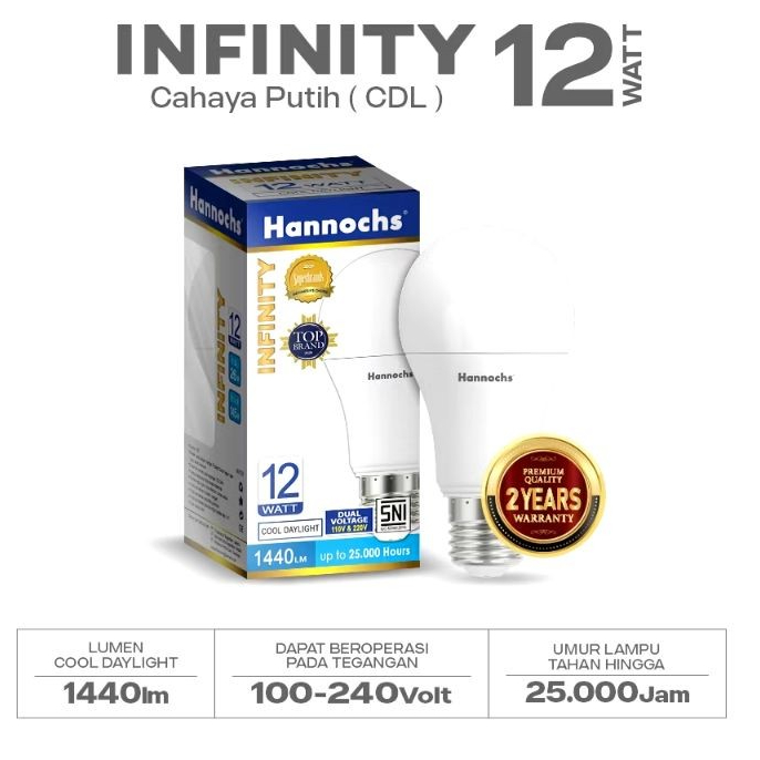 Jual Hannochs Lampu Bohlam LED Infinity 12W Cahaya Putih | Shopee Indonesia