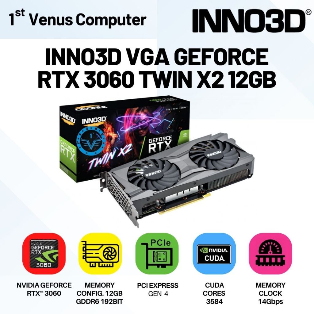Jual VGA Inno3D GeForce RTX 3060 12GB GDDR6 TWIN X2 - DUAL FAN / Garansi Resmi / VGA02-INO ...