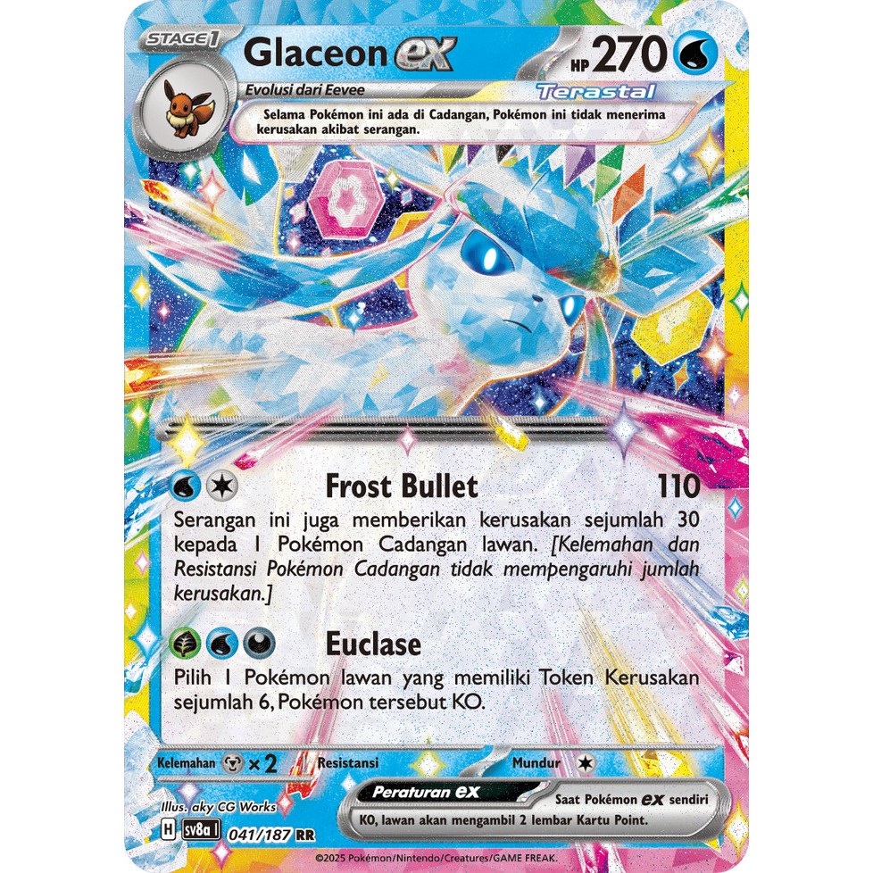 Jual Pokemon TCG Indonesia sv8a Glaceon ex 041/187 RR | Shopee Indonesia