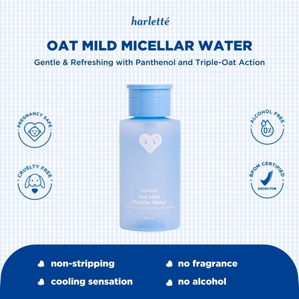Jual Harlette Oat Mild Micellar Water | Sensitive, Acne Prone, Skin ...