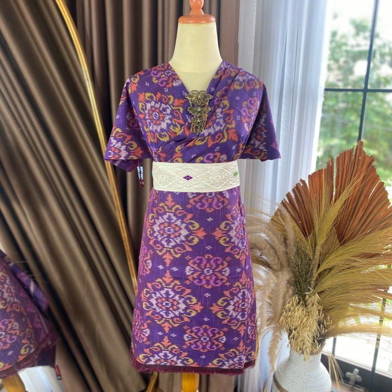 Jual KAIN TENUN ENDEK KHAS BALI MOTIF DOUBLE IKAT PATRA UNGU DIMENSI ...