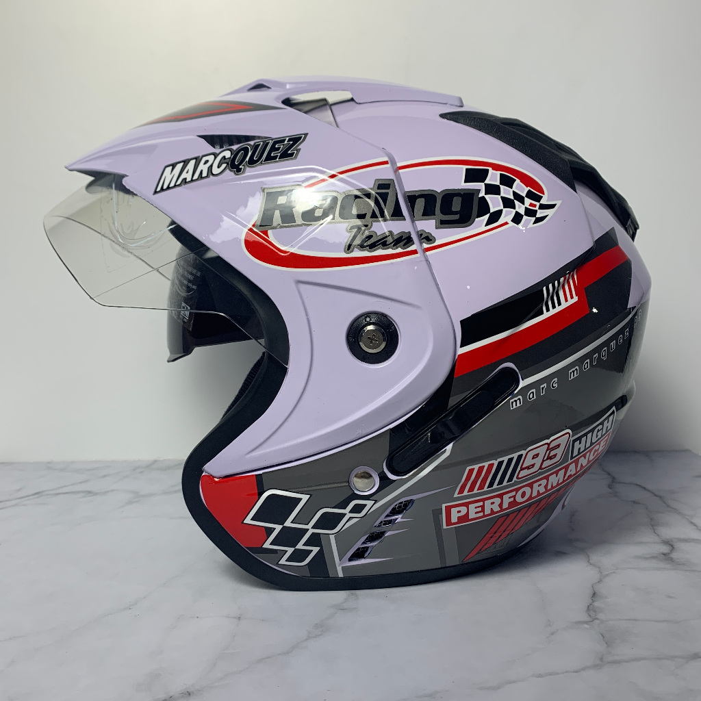 Jual Helm BXP JP7 Marquez Putih Glossy - Double visor Helem SNI Helmet ...